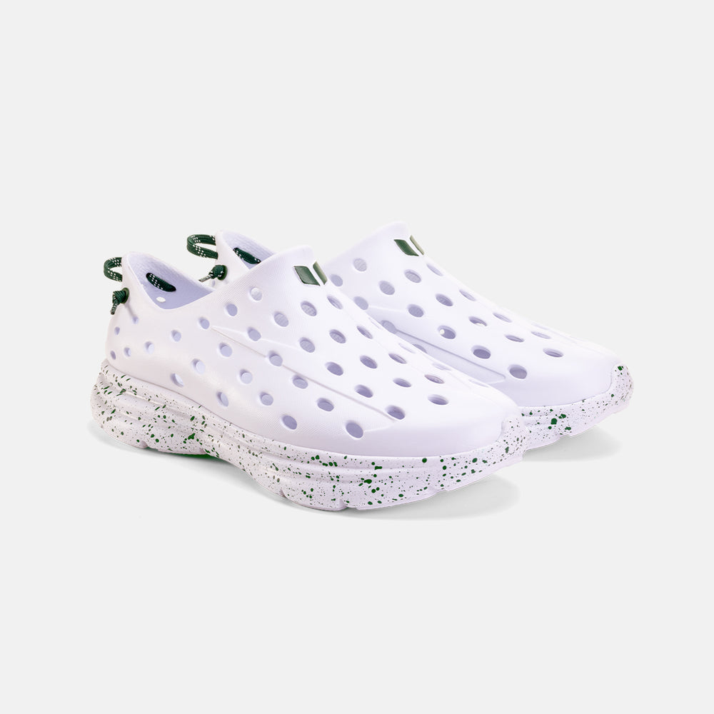 All White / Green Speckle – KANE Revive – Active Recovery Shoe