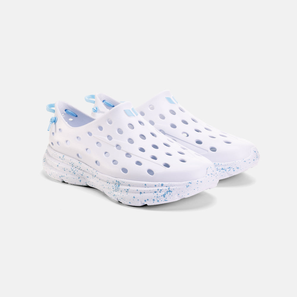 All White / Light Blue Speckle – KANE Revive – Active Recovery Shoe