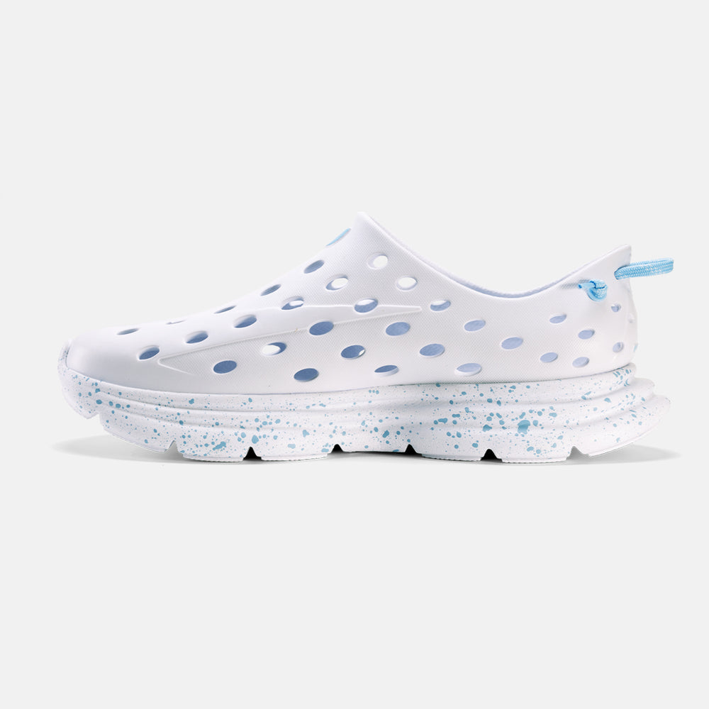 All White / Light Blue Speckle – KANE Revive – Active Recovery Shoe